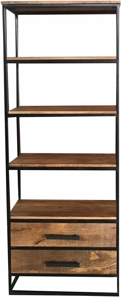 Jaipur Industrial Bookcase 2 Drawer - Reynolds Furniture
