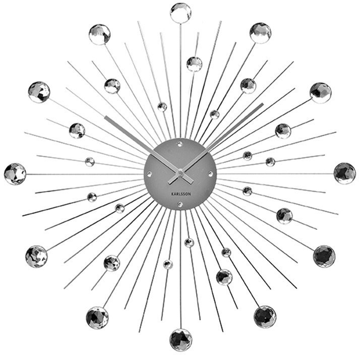 Present Time Home Decor Wall Clock Sunburst Large Silver - Reynolds ...